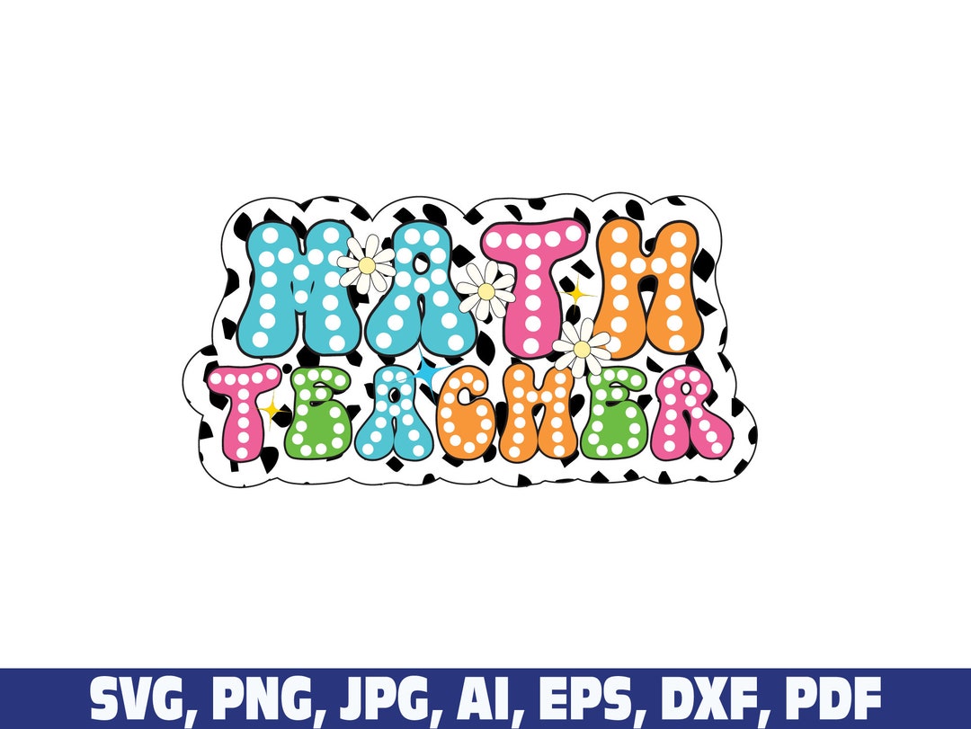 Math Teacher Png SVG, Coquette Bow, Retro Vintage, Dalmatian Dots ...