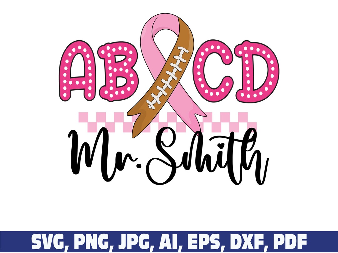 Abcd Football Breast Cancer Ribbon Name Frame Svg Png, Coquette Pincel ...