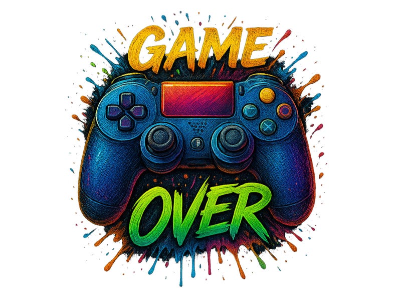 Graffiti Game Over Gaming Controller PNG, Urban Art Design, Gamer ...