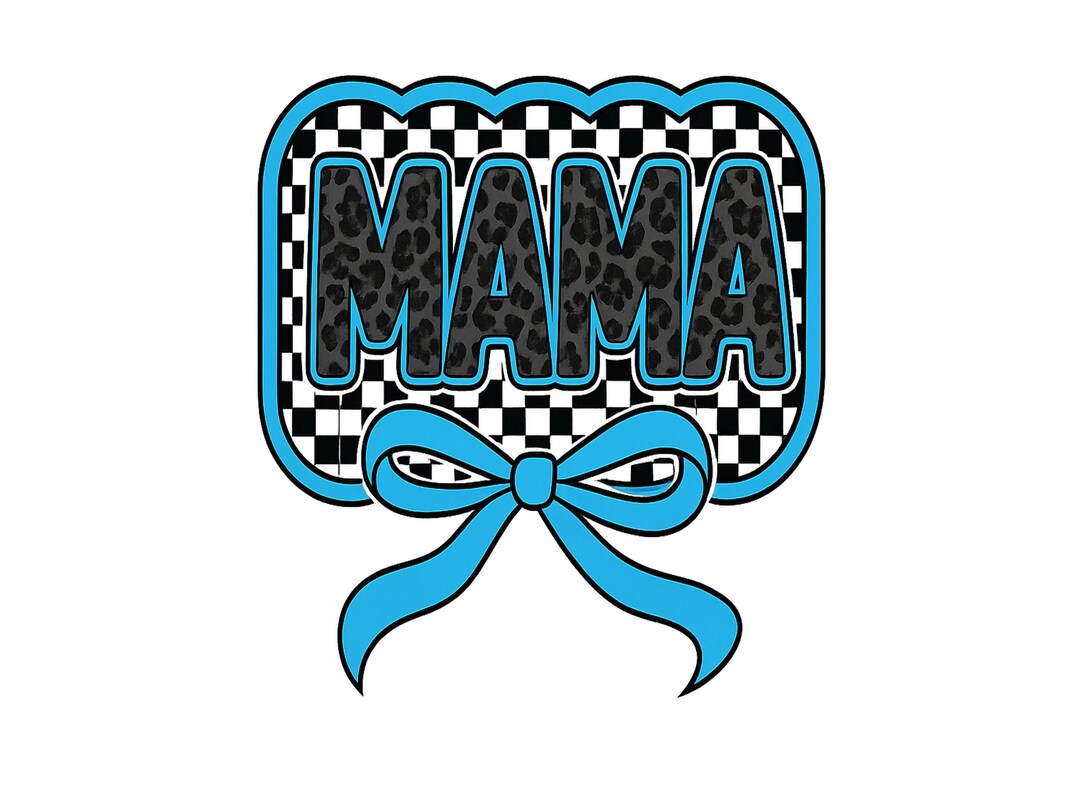 Blue Glitter Checkered Coquette Bow PNG, Mama Checkered Png, Preppy ...