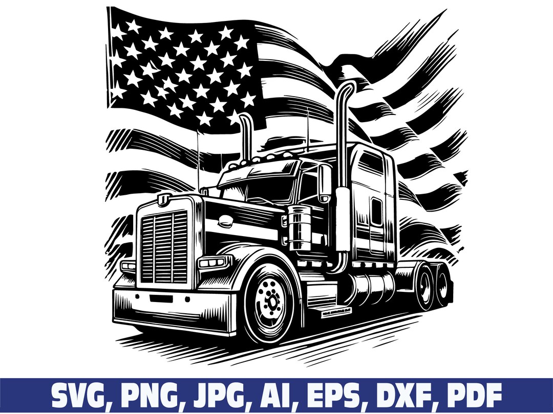 American Flag Trucker Svg Png, Us Truck Driver Flag Svg, Semi Truck ...