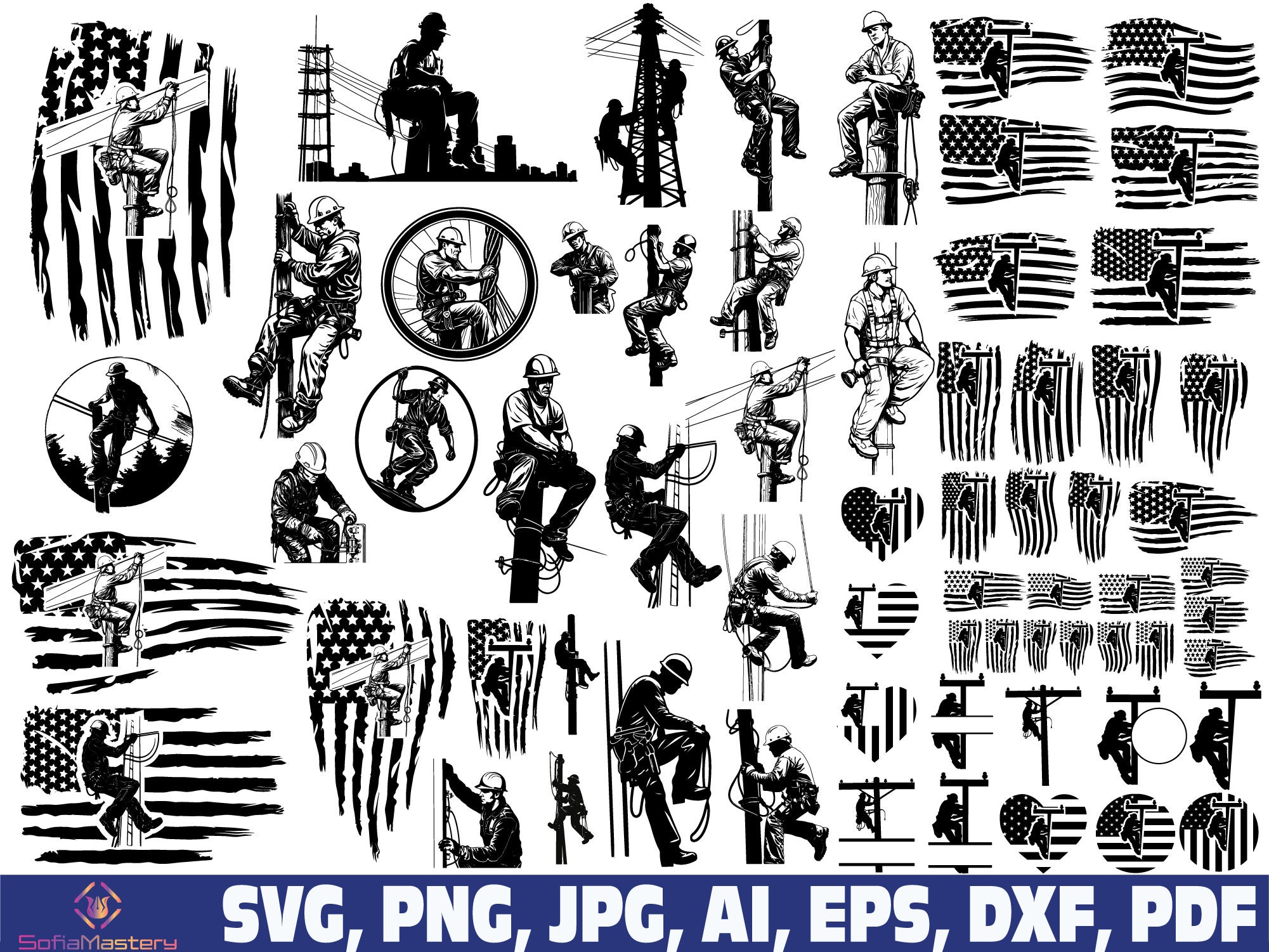 Lineman Svg, Lineman Flag Svg, Lineworker Svg, Lineman American Flag ...