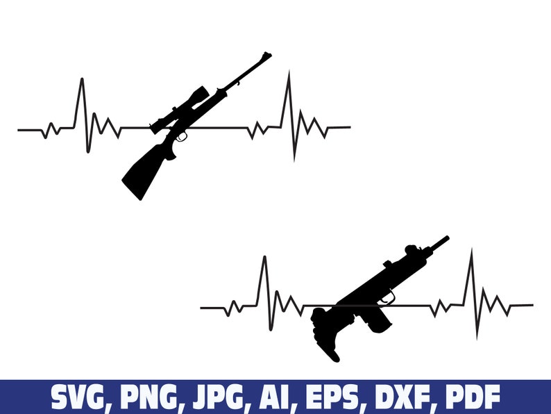 Gun Heartbeat Svg, Gun Ekg Vt, Gun Svg, Guns Svg, Weapon Svg, Gun ...