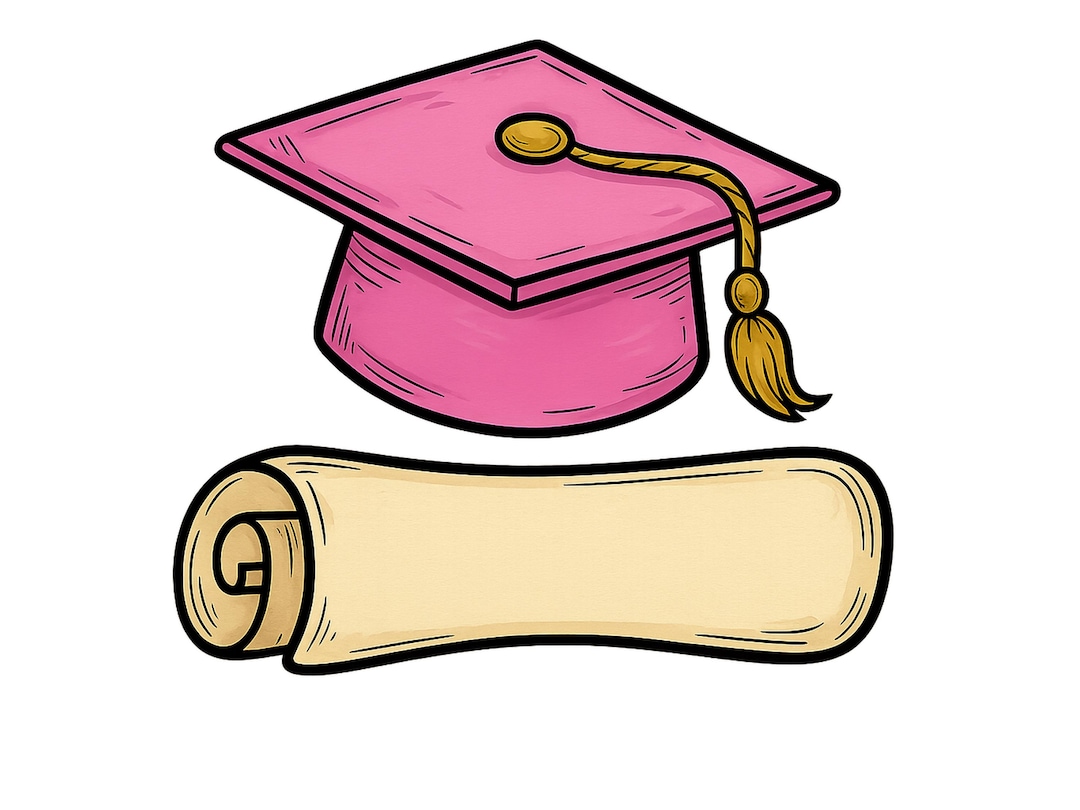 Graduation Cap Pink With Name Patch, Pink Graduation Cap Clipart ...