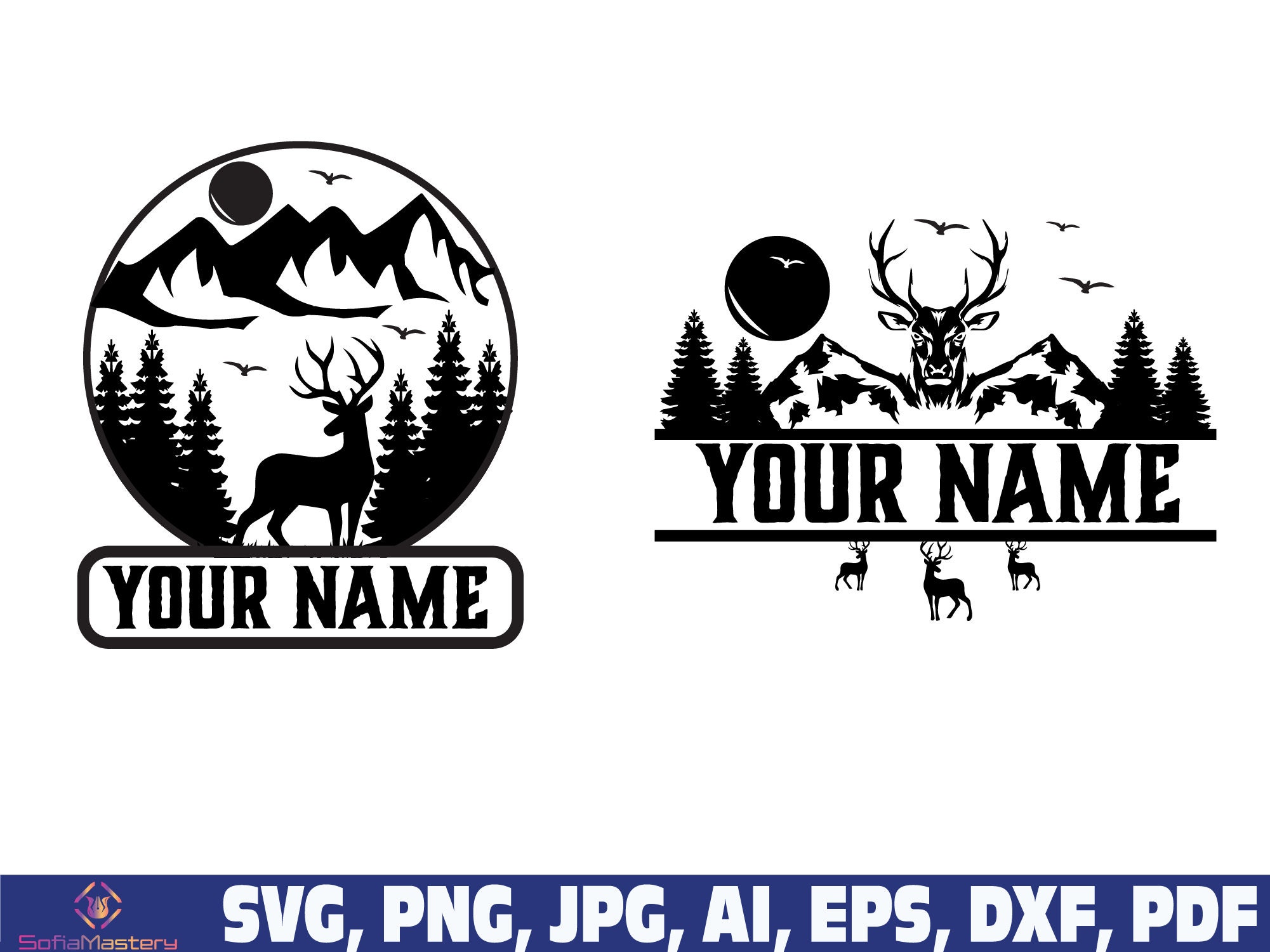 Deer Hunting Name Frame Sign SVG Png Dxf, Hunter Svg, Hunting Svg, Deer ...