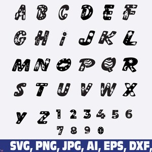 Space Alphabet Svg, Alphabet, Space Letters Fonts Svg Png, Kids Space ...