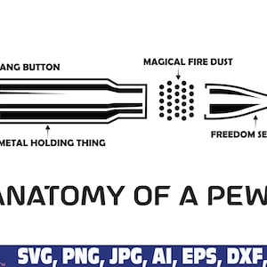 Anatomy of a Pew Svg, Anatomy of a Pew Pewer Svg, Pewer Bullet Ammo Gun ...