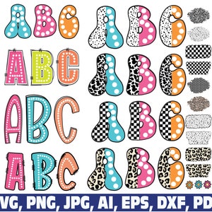 Dalmatian Dots Doodle Bright Alphabet Letters Font Svg Png, Dalmatian ...