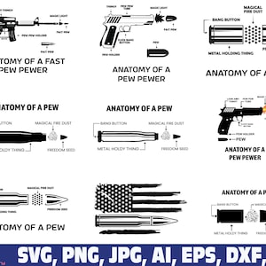 Anatomy of a Pew Svg, Anatomy of a Pew Pewer Svg, Pewer Bullet Ammo Gun ...