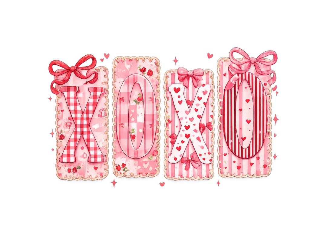 Preppy XOXO Valentine PNG Pink Red Heart Coquette Design, Retro Girly ...