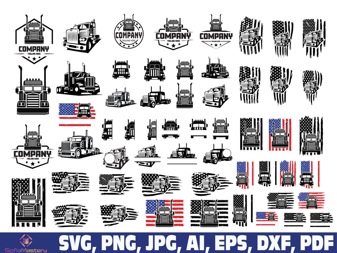 Semi Truck Svg, Truck Driver Svg, Truck Svg, Trucker Svg, American Flag ...