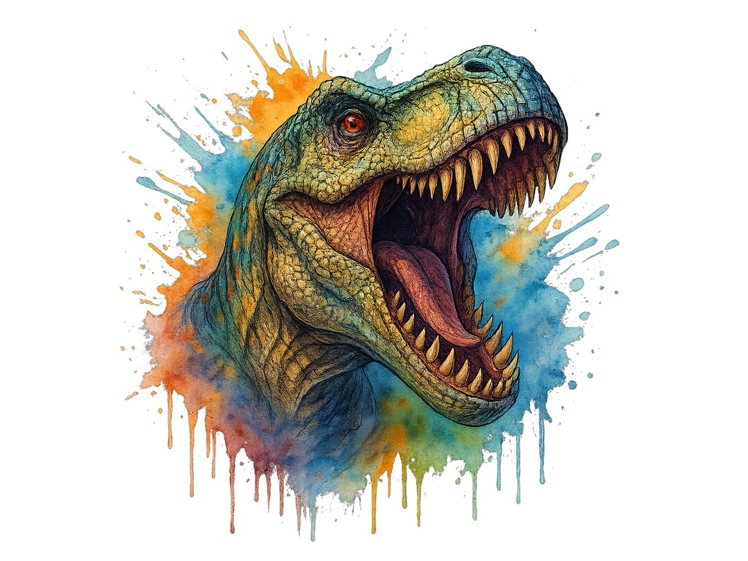 Watercolor T-rex Clipart PNG, Instant Download, Dinosaur Art, Crafting ...