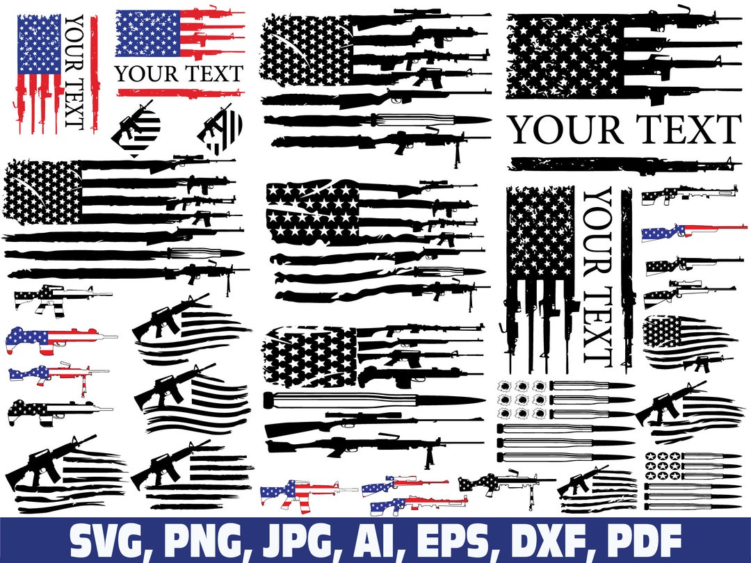 Gun Rifle Army 2nd Amendment Flag Svg, Us Flag Svg, Second Amendment ...
