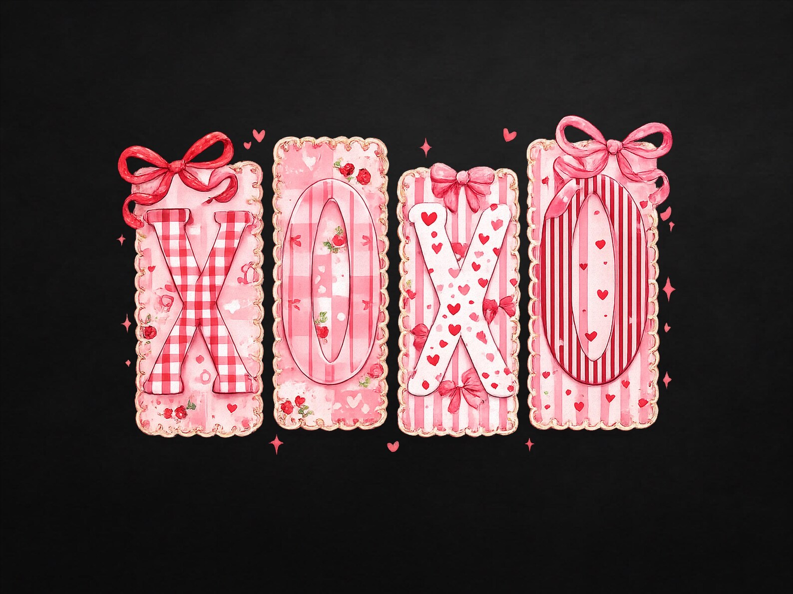 Preppy XOXO Valentine PNG Pink Red Heart Coquette Design, Retro Girly ...