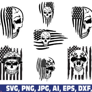 USA Skull Flag Tattered Distressed Svg Png, Flag Svg, Us Flag Svg ...