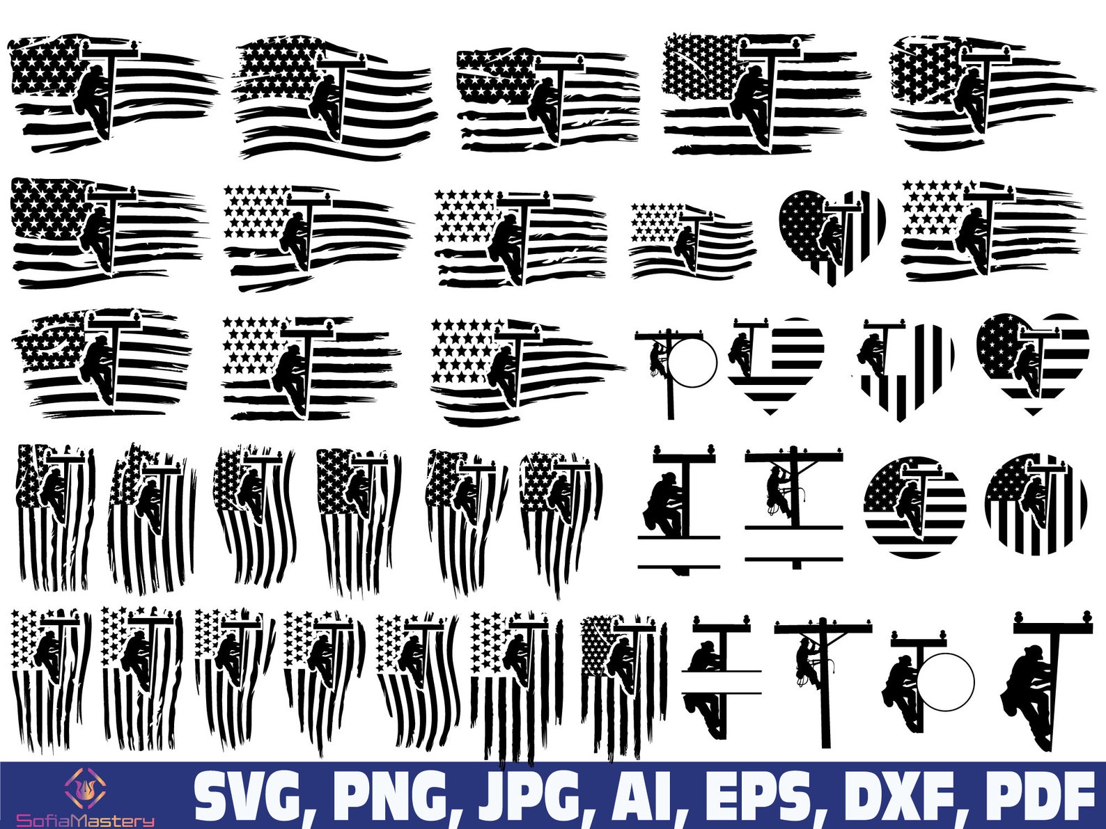 Lineman Svg, Lineman Flag Svg, Lineworker Svg, Lineman American Flag ...