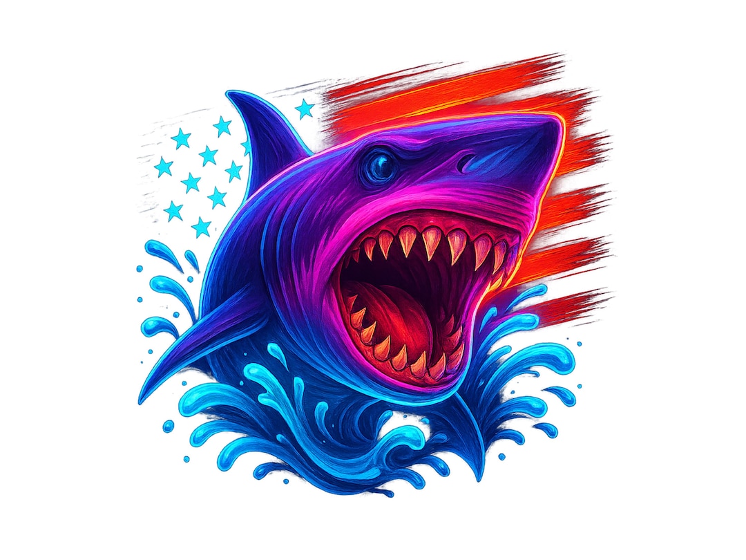 Shark American Flag Sublimation Digital Download, 4th of July Clipart ...