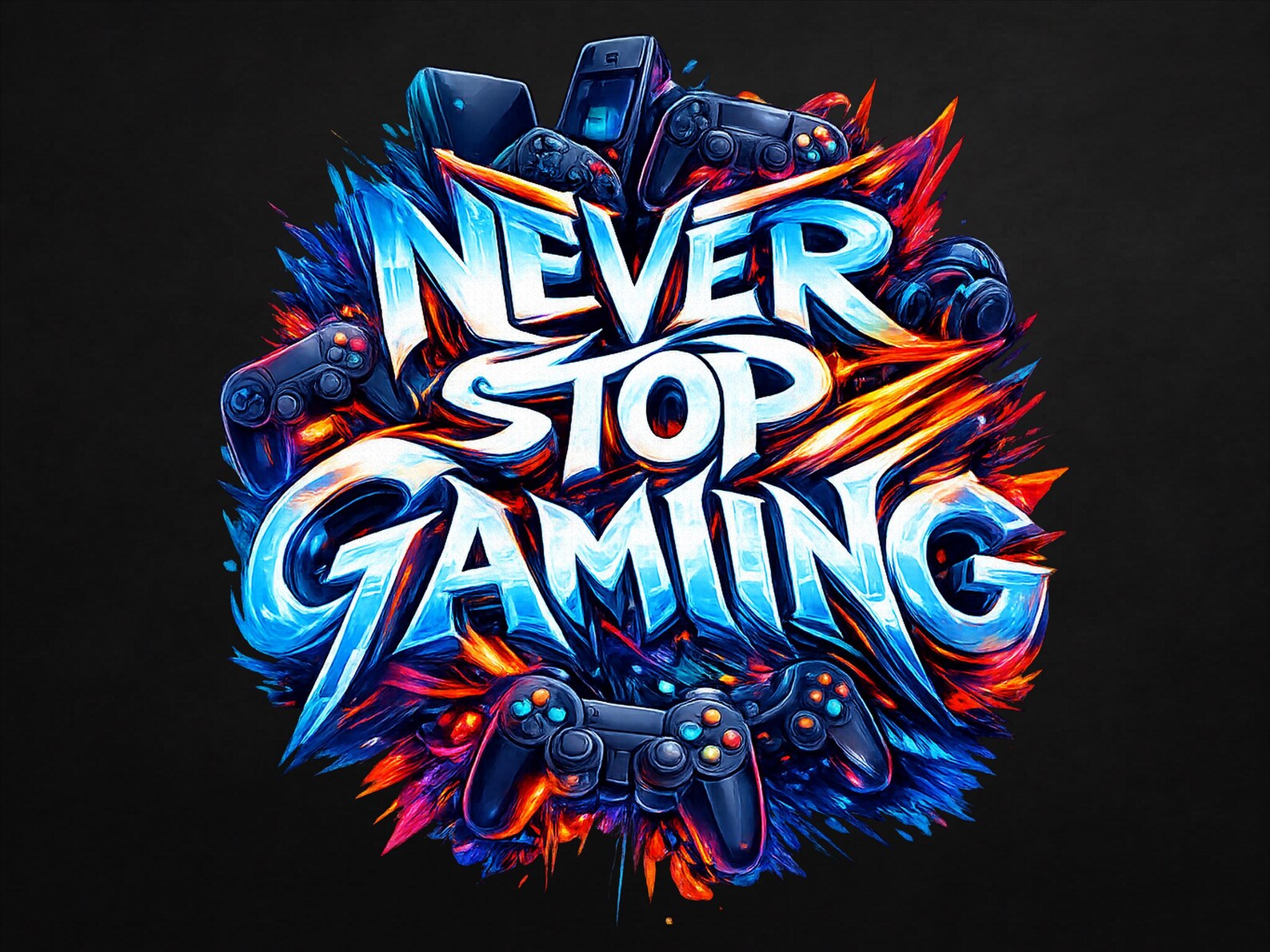 Never Stop Gaming PNG Urban Sublimation Design, Graffiti Clipart, Gamer ...