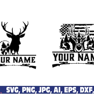 Deer Hunting Name Frame Sign SVG Png Dxf, Hunter Svg, Hunting Svg, Deer ...