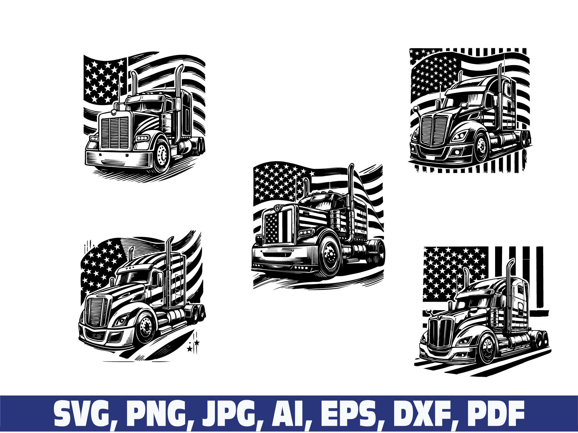 American Flag Trucker Svg Png, Us Truck Driver Flag Svg, Semi Truck ...