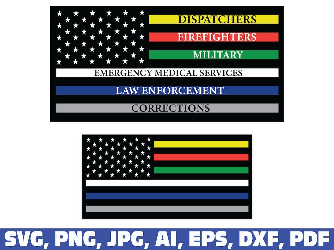 American Flag First Responders Thin Line SVG Png, First Responder Svg ...
