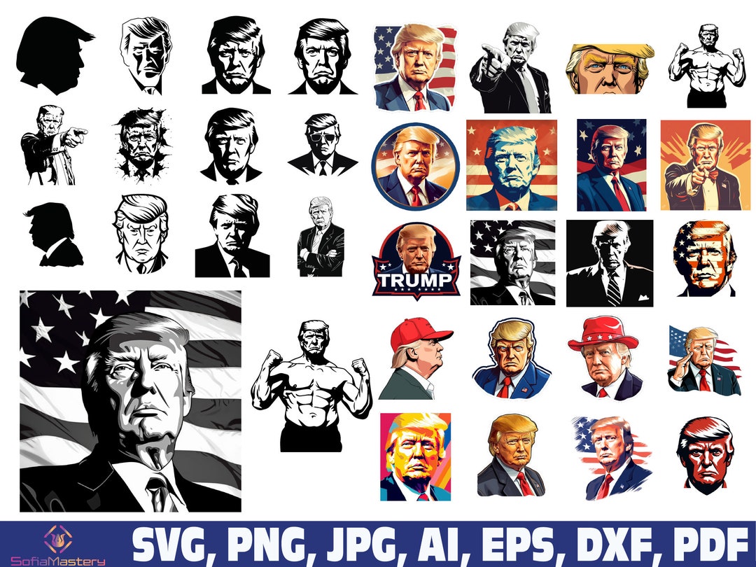 Trump 2024 Svg, Trump Svg Bundle, Trump Flag 2024 Svg, Trump Face Svg ...