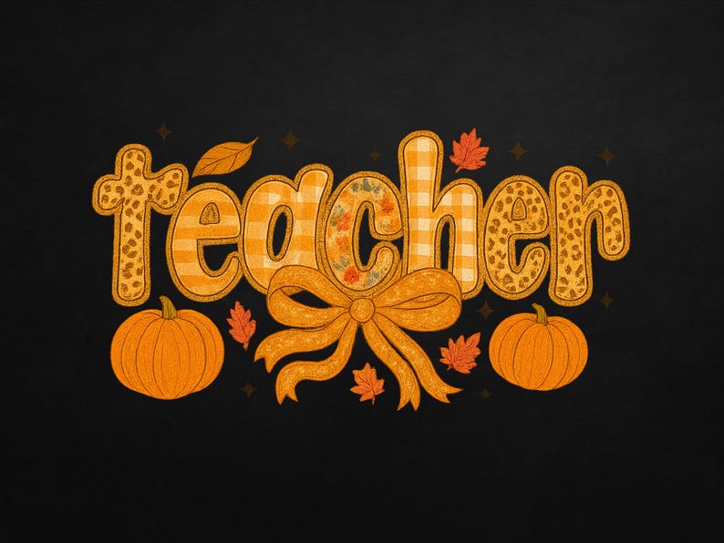 Teacher Fall Coquette Png, Preppy Teacher Autumn Design, Teach Love ...