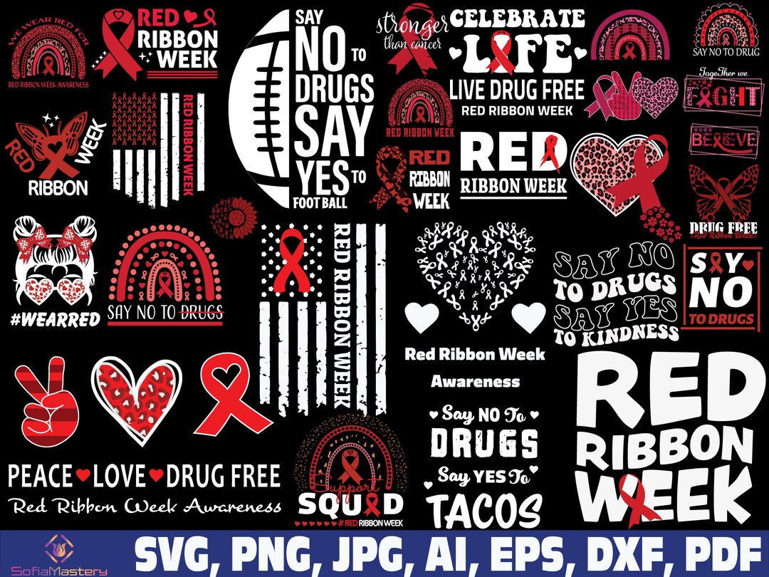 Red Ribbon Week Svg, No to Drugs SVG, Drug Free SVG, Anti-drug Svg, Red ...