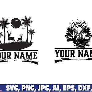 Deer Hunting Name Frame Sign SVG Png Dxf, Hunter Svg, Hunting Svg, Deer ...