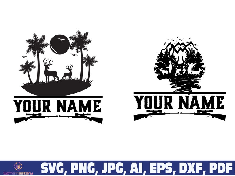 Deer Hunting Name Frame Sign SVG Png Dxf, Hunter Svg, Hunting Svg, Deer ...