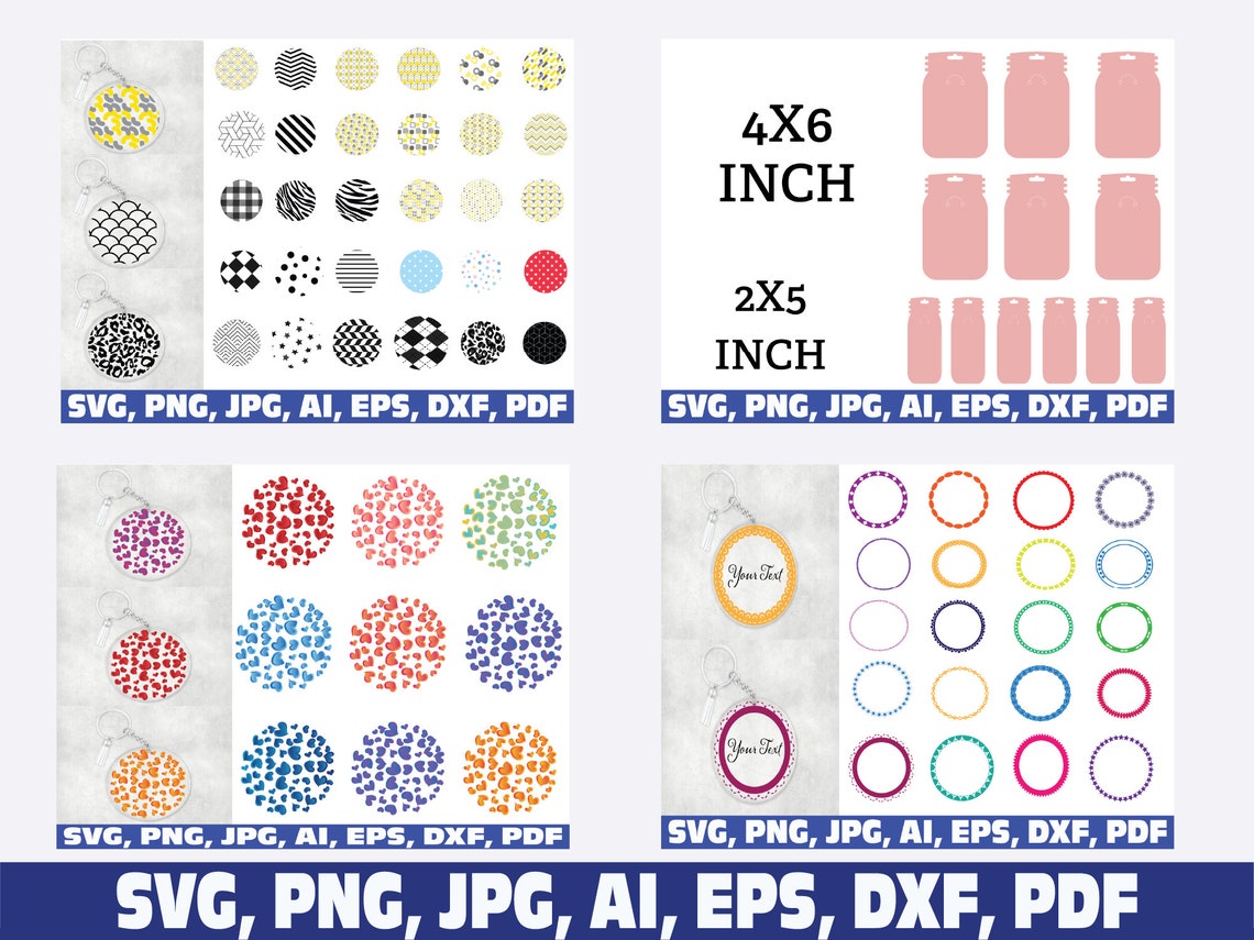 Keychain Svg Bundle, Keychain Pattern SVG, Key Ring Pattern, Key Ring ...