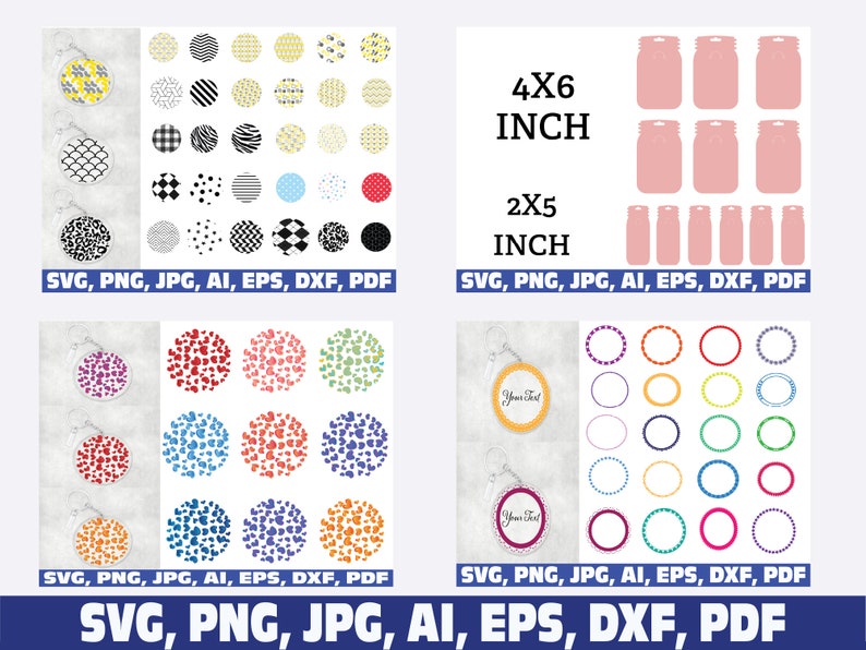 Keychain Svg Bundle, Keychain Pattern SVG, Key Ring Pattern, Key Ring ...