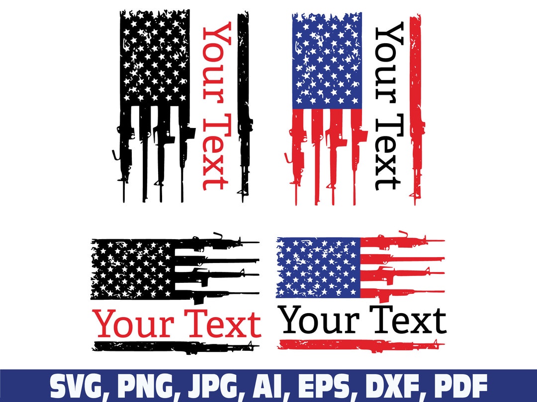 Personalize Custom Name USA Flag Svg, Second Amendment Rifle Gun Army ...