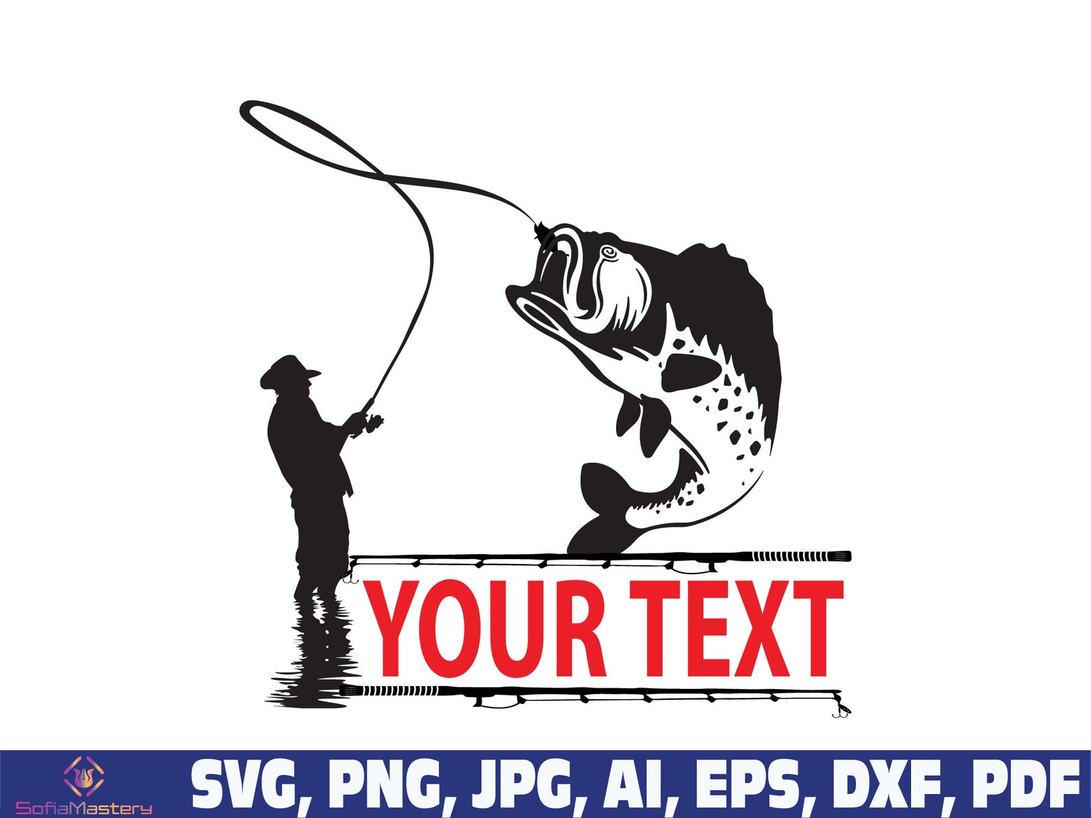 Fisherman Catching Fish SVG, Fishing Name Frame Monogram Svg Png, Fish ...