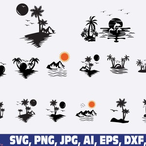 Palm Trees Svg, Beach Png Svg, Summer Svg, Sunset Beach SVG, Vacation ...