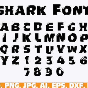Sharks Svg, Shark Alphabet Letters Font Svg Png, Shark Bundle Svg ...