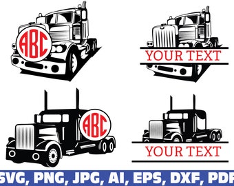 Semi Truck Name Svg, Semi Truck Svg, Monogram Svg, Split Monogram Svg ...