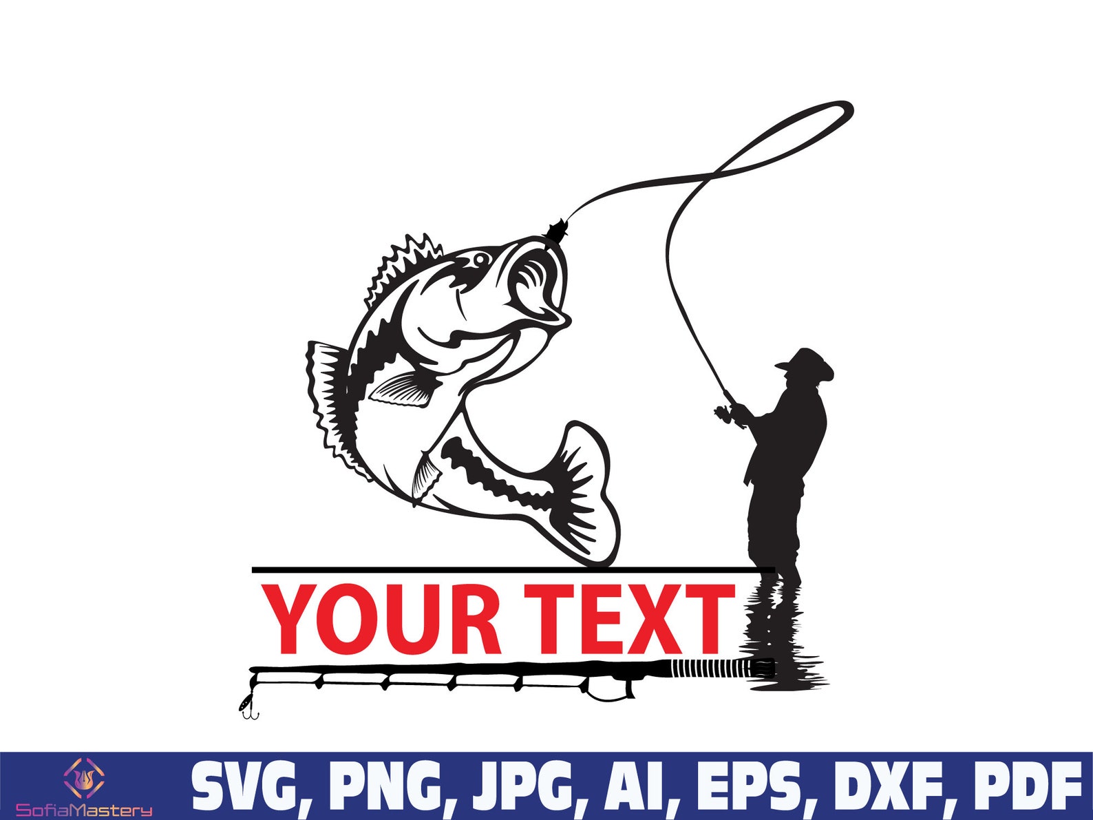 Fisherman Catching Fish SVG, Fishing Name Frame Monogram Svg Png, Fish ...