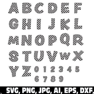Race Road Track Checkered Font Alphabet Litters and Numbers Png SVG ...