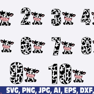 Cow Number Birthday Svg, Birthday Cow Svg, Cow Print Svg, Birthday Girl ...