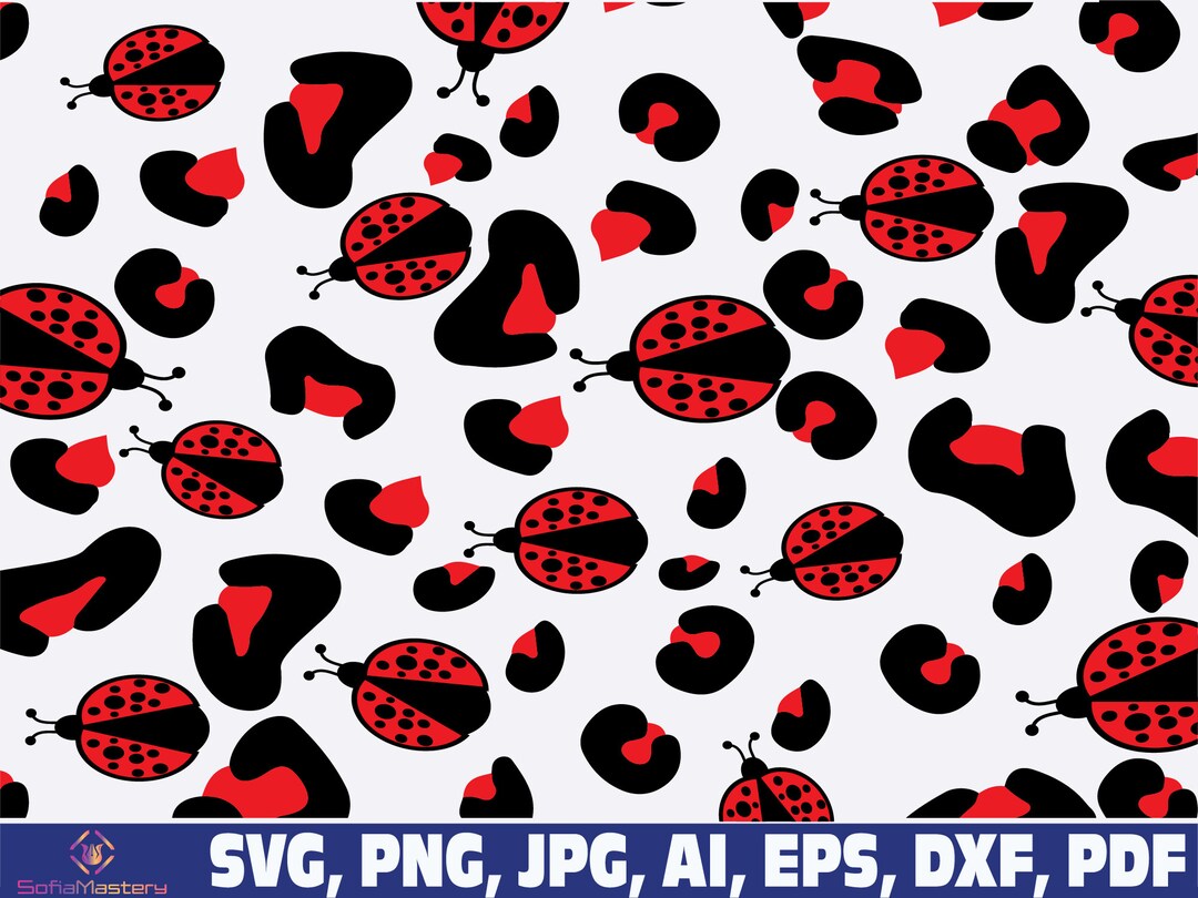 Ladybug Seamless Pattern Leopard Svg Png, Lady Bug Svg Png, Birthday ...