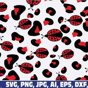 Ladybug Seamless Pattern Leopard Svg Png, Lady Bug Svg Png, Birthday ...