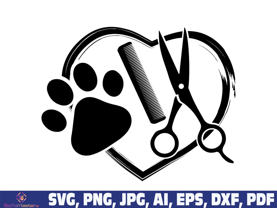 Dog Groomer Svg Png, Dog Grooming Hair Dryer Heart SVG, Dog Grooming ...