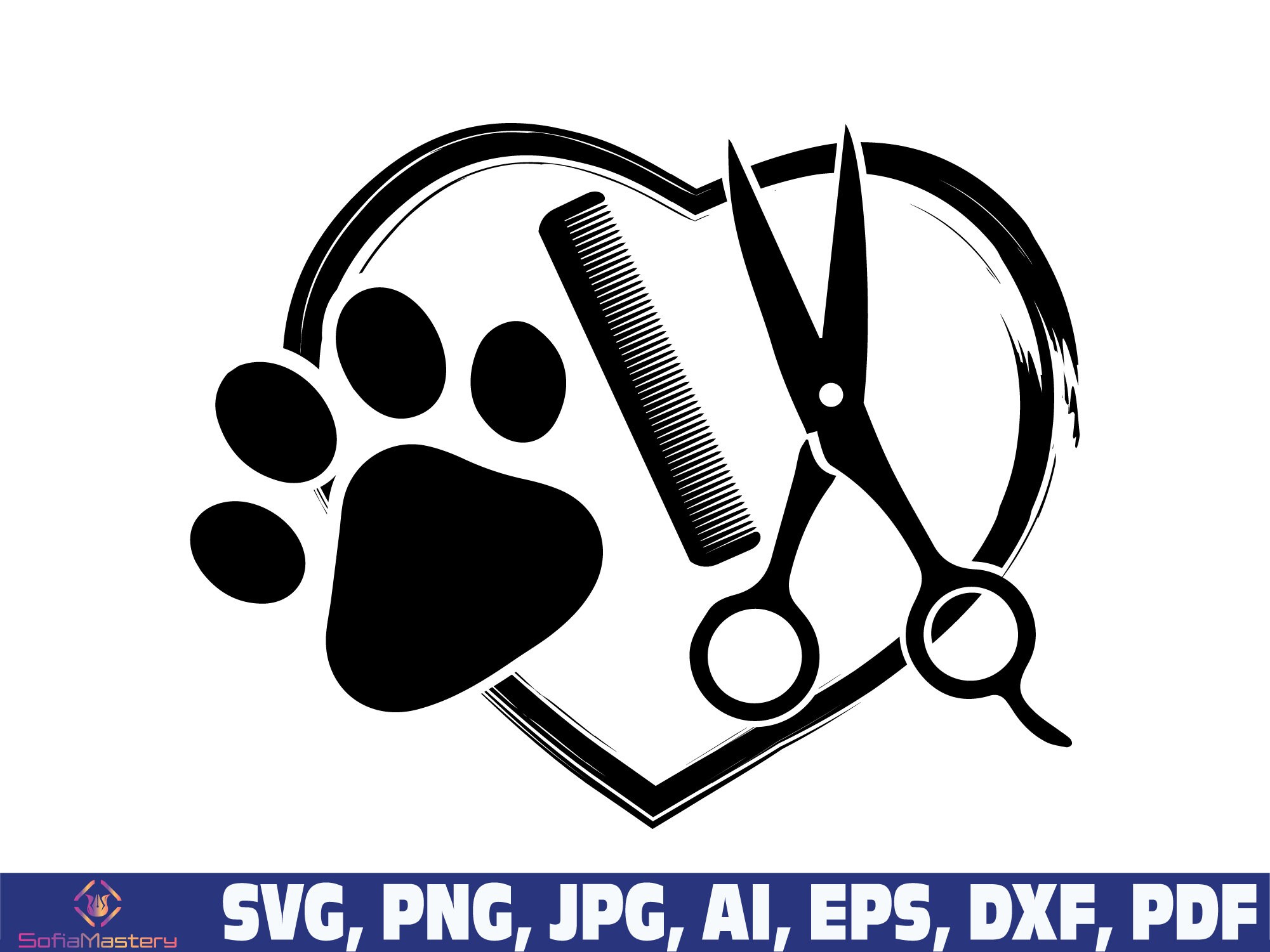 Dog Groomer Svg Png, Dog Grooming Hair Dryer Heart SVG, Dog Grooming ...