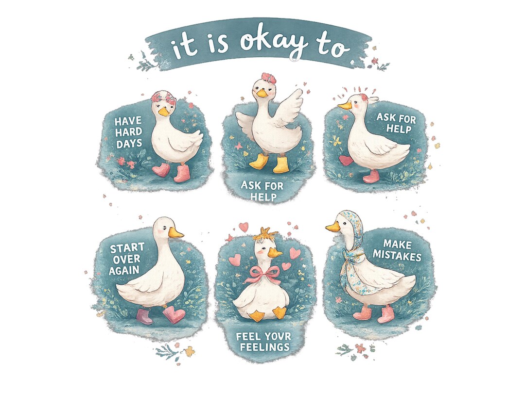 Cute Goose Motivational PNG for Shirt, Mental Health PNG, School ...