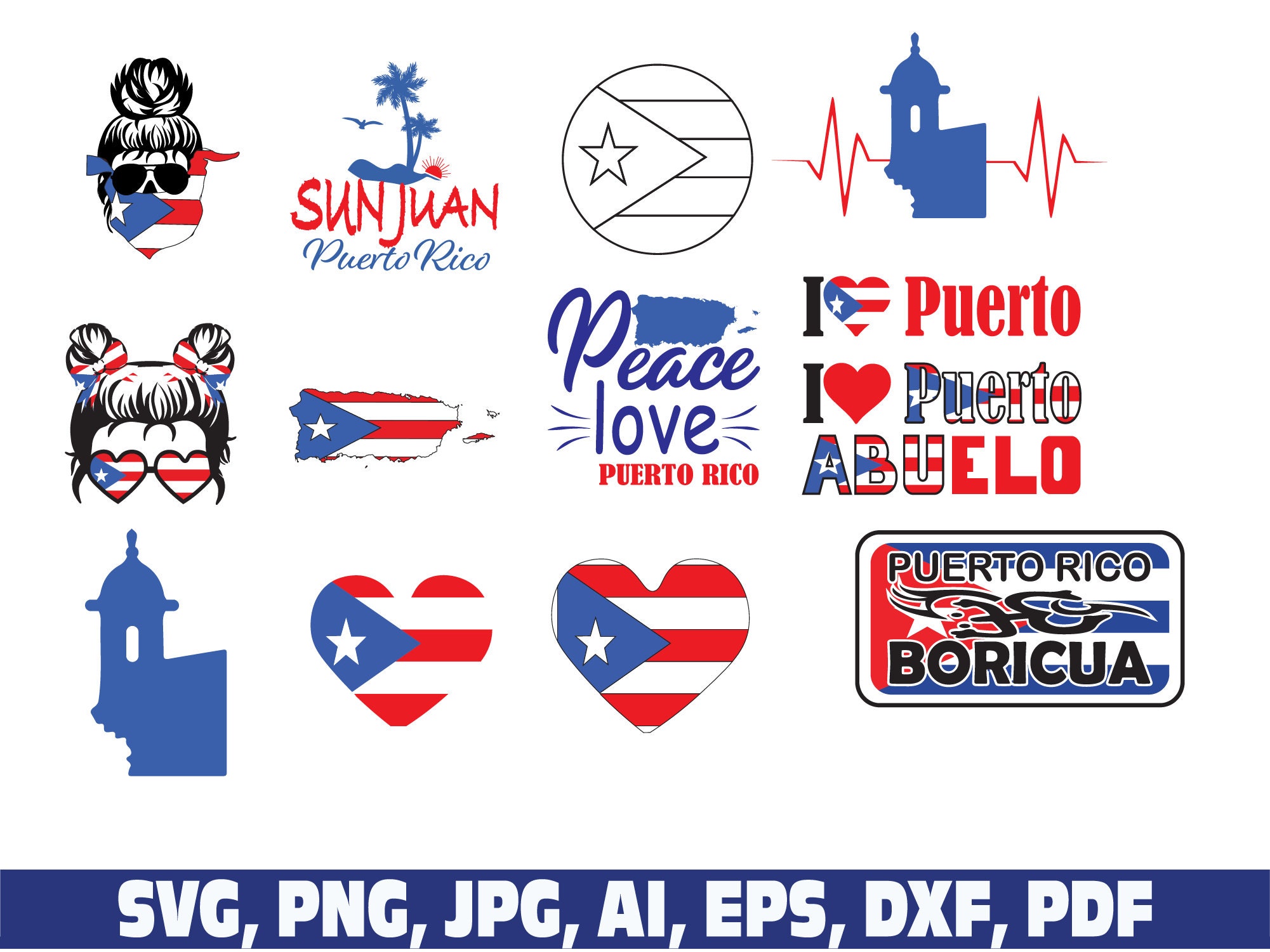 Puerto Rico Svg Png Bundle, Latina Svg, Puerto Rico Flag, Taino Frog Svg, Boricua Svg, Puerto ...