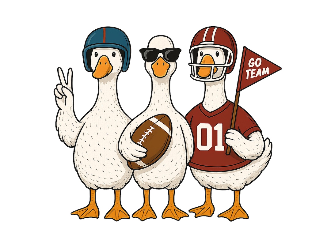Funny Silly Goose Football PNG Bundle, Fall Game Day Goose Design ...