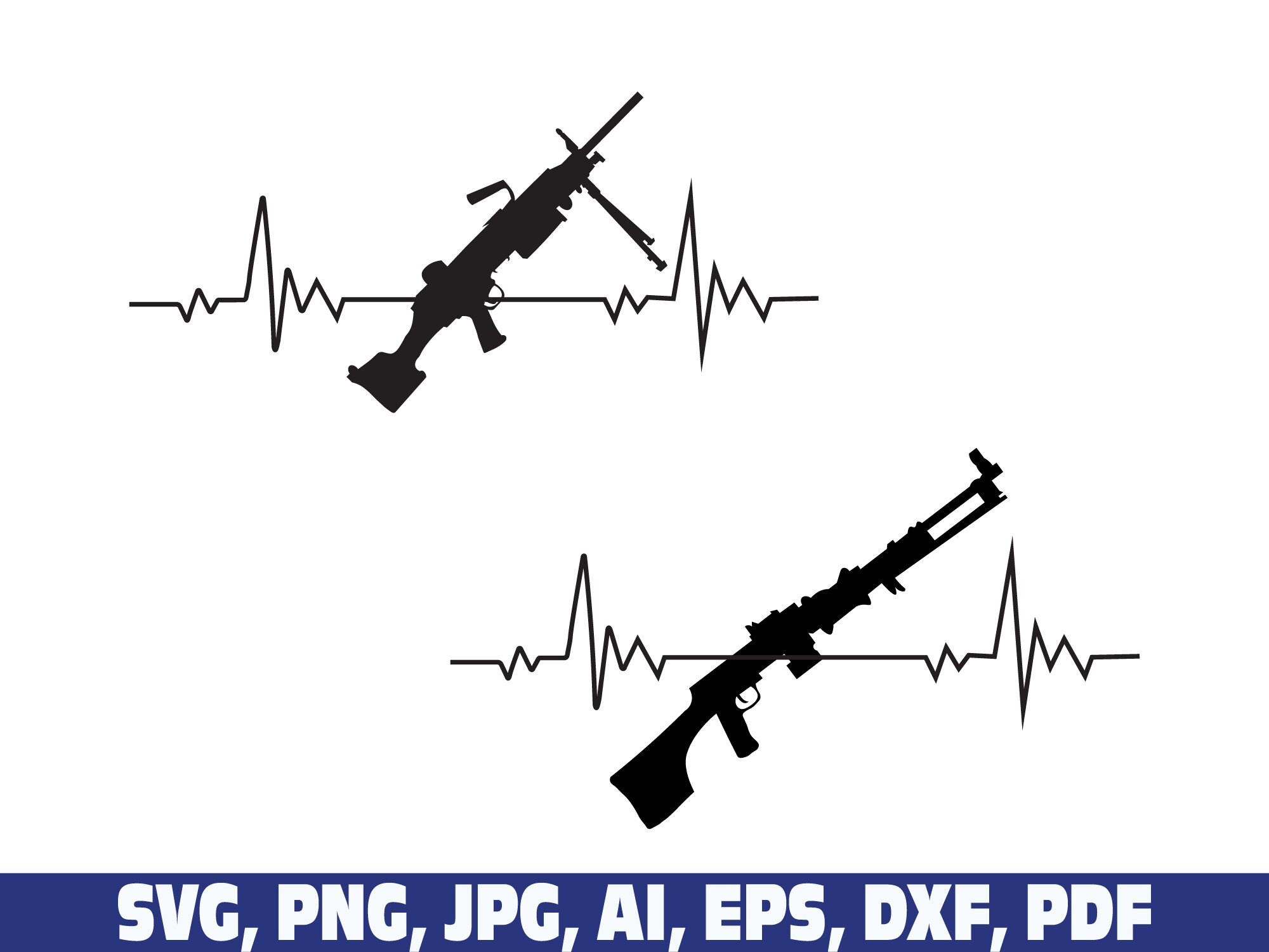 Gun Heartbeat Svg, Gun Ekg Vt, Gun Svg, Guns Svg, Weapon Svg, Gun ...