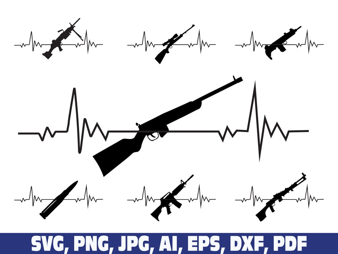 Gun Heartbeat Svg, Gun Ekg Vt, Gun Svg, Guns Svg, Weapon Svg, Gun ...