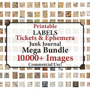 Junk Journal Kit, Shabby Labels Ephemera Paperwork Tickets ...